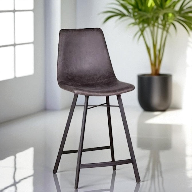 Sam Counter Stool - Charcoal Coated Fabric Burlington HT DESIGN – HLHF